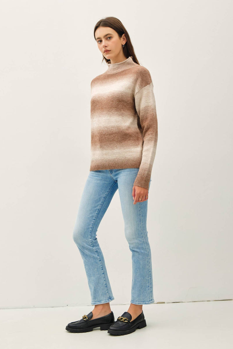 TONAL GRADIENT STRIPED WOOL BLEND SWEATER– A Whole World Of Good
