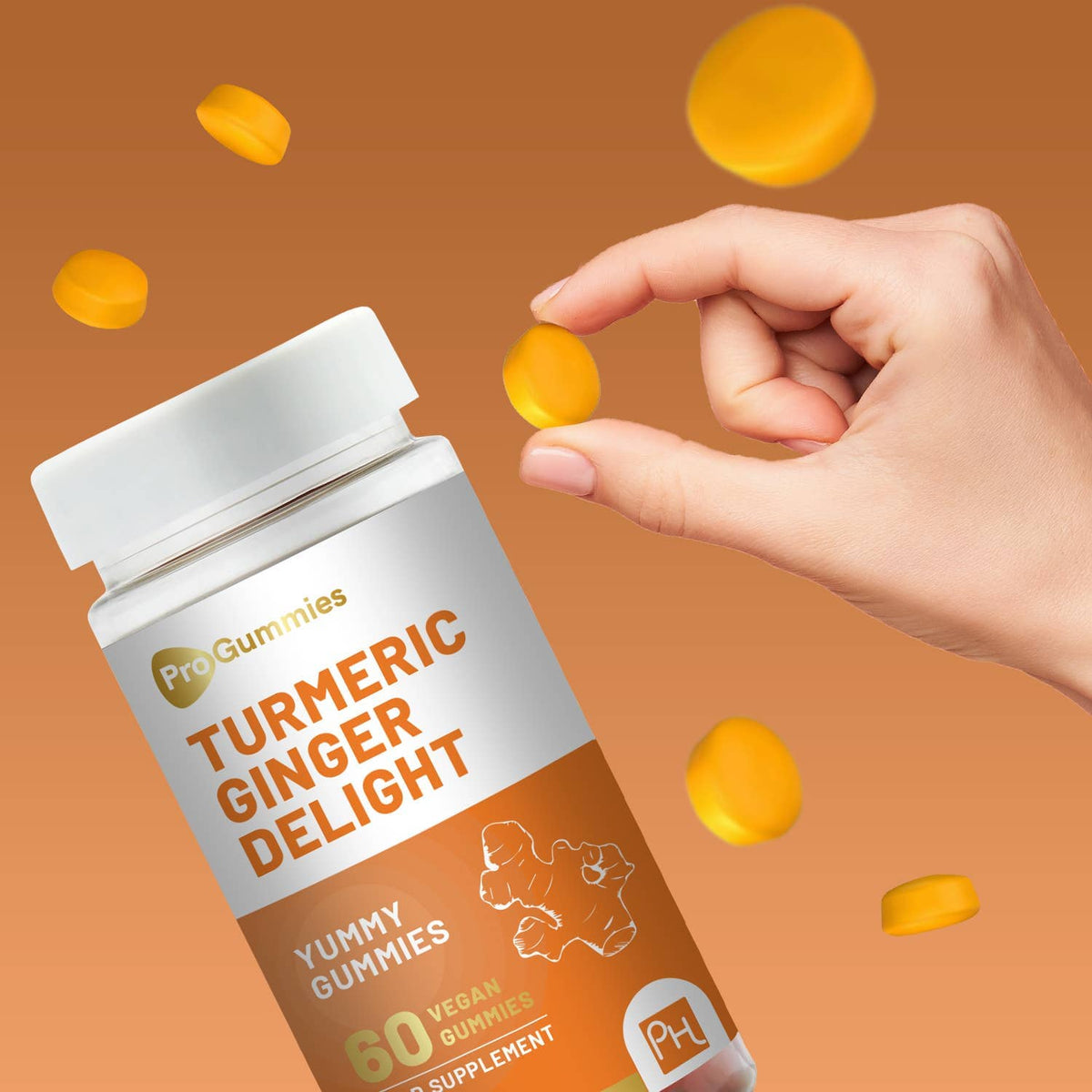 Turmeric and Ginger Gummies | 60 Vegan Pro Gummies | A Whole World Of Good